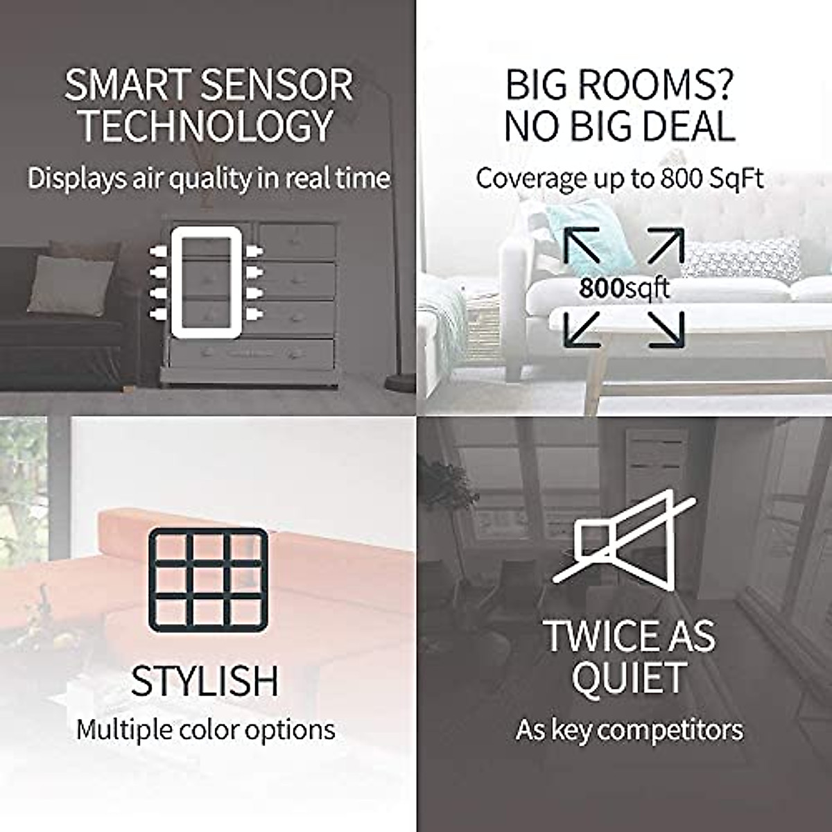 Alen BreatheSmart 45i Quiet HEPA Air Purifier, 800 SqFt Medical Grade Filtration, 99.9% Particle Removal, Allergies, Dust, Mold, Household Odor, Smoke, Long Filter Life, Weathered Gray