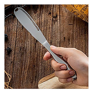 HAHAYOO The Better Butter Spreader Knife, Butter Knife Spreaders, Stainless Steel Butter Knives Curler, Butter Knifes for Cold Butter Slicer with Holes, Butter Grater, 3 in 1 Kitchen Gadgets Serrated
