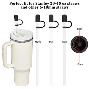 Straw Cover Caps for Stanley Cup 20-40oz Tumblers Accessories,Silicone Straw Topper Reusable 3-5 Pcs,Compatible with Simple Modern,Yeti,Hydroflask and other 6-10mm Straws (cylindrical 3 pcs)