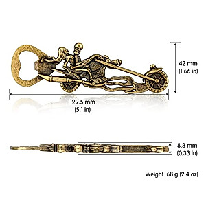 LKKCHER Skull Gifts, Skeleton Beer Bottle Openers Beer Gifts for Men Him Woman Boyfriend Dad, Novelty Bronze Skeleton Rider Gifts for Lovers Skull Motorbike Motorcycle Halloween Christmas Gift