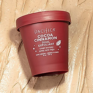 Pacifica Beauty, Cocoa Cinnamon Exfoliating Body Scrub, Cocoa Seed Butter, Chocolate, Leaves Skin Soft and Hydrated, Gentle Exfoliant for All Skin Types, Vegan + Cruelty Free, Chocolate, 6 Oz
