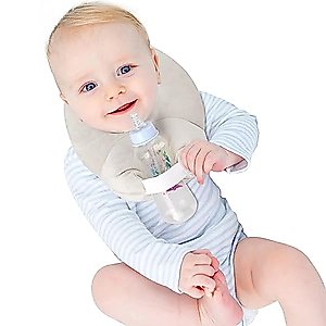 OKHOTCUL Baby Bottle Holder, Bottle Holder for Baby self Feeding, Baby Self Feeding Cushion, Baby Feeding Pillow, BPA-Free, Non-Toxic, Nursing Pillow for Breastfeeding, with Adjustable Waist Strap