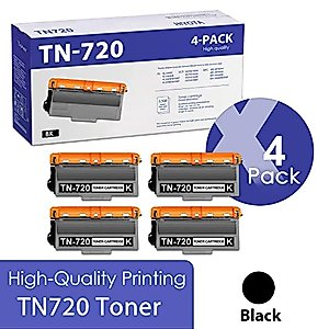 HIYOTA TN-720 TN720 Toner Cartridge Compatible Replacement for Brother TN720 HL-5440D 5450DN 5470DW/DWT DCP-8110DN MFC-8710DW 8950DW/DWT Series Printer Toner Cartridge (Black, 4-Pack)