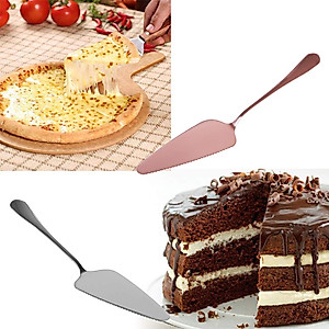 Ymeibe Stainless Steel Cake Server Pack of 10 Pie Holder Transfer Triangular Spade Spatula Serrated Edge for Pizza Cake Baking Safe in Dishwasher (Silver)