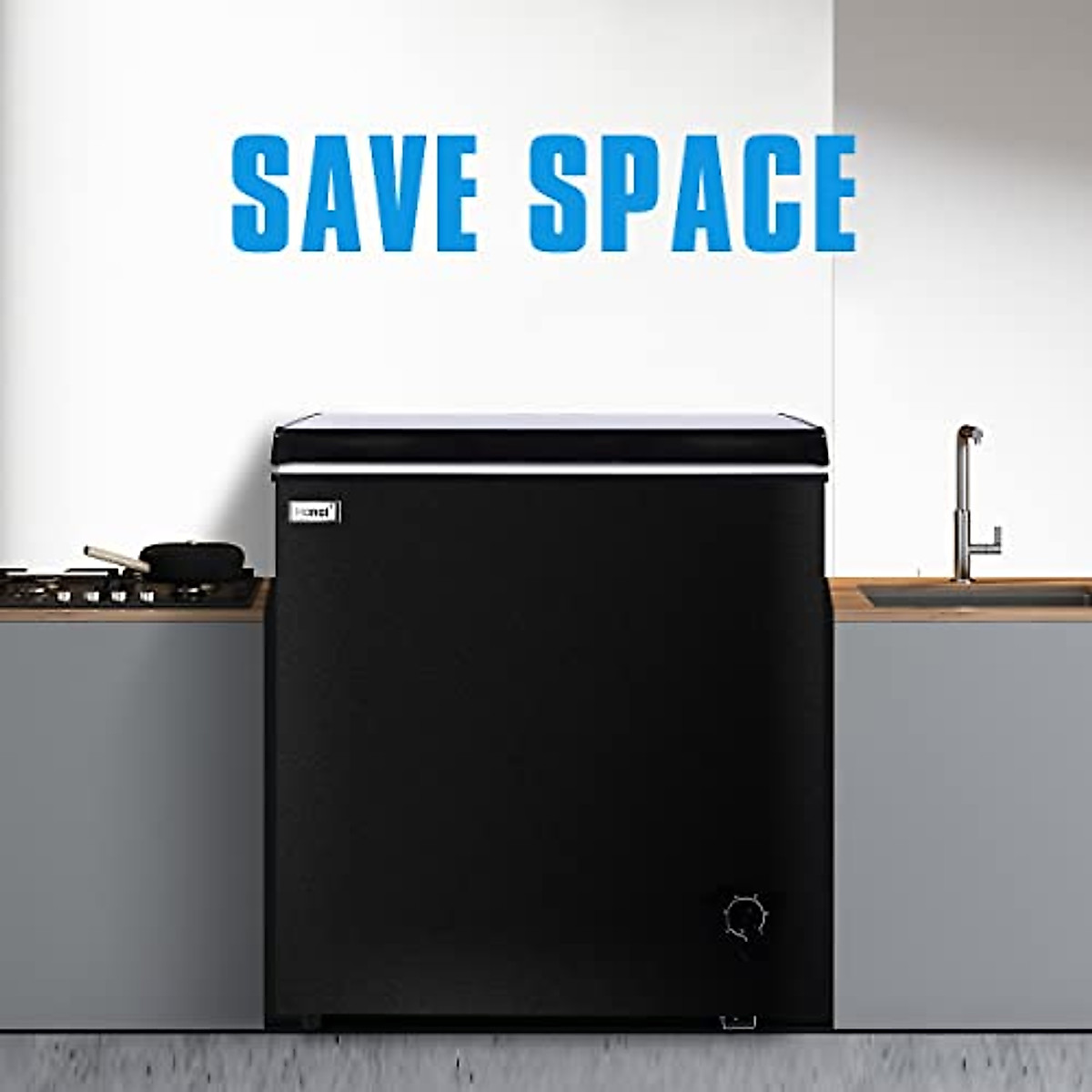 5.0 Cu. Ft Deep Freezer WANAI Chest Freezer Small Freezers with Storage Basket Top Open Door Mini Compact Freezer 7 Temperature Control for Home Garage Apartment Kitchen Office Black