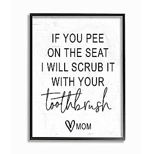 Stupell Industries Pee On Seat Funny Word Bathroom Black and White Design Prints, Multi-Color
