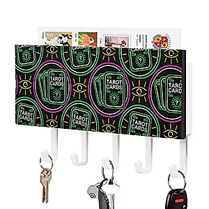 Neon Tarot Pattern Wall Mounted Key Holder Hooks Organizer Rack Hanging for Home Hallway Entryway Decorative