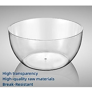 Large Salad Bowl, Circular Shaped In Premium Acrylic Break Resistant Clear, 146 Ounce 2 Count