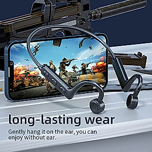 Wireless Bluetooth Bone-Conduction Earphone, Outdoor HiFi Stereo Microphone Headphones, Long Endurance,for Running, Horse Riding, Sports Waterproof Headset, Compatible for iOS Android (Green)