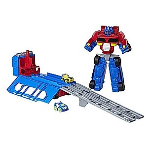 Playskool Heroes Transformers Rescue Bots Flip Racers Optimus Prime Race Track Trailer