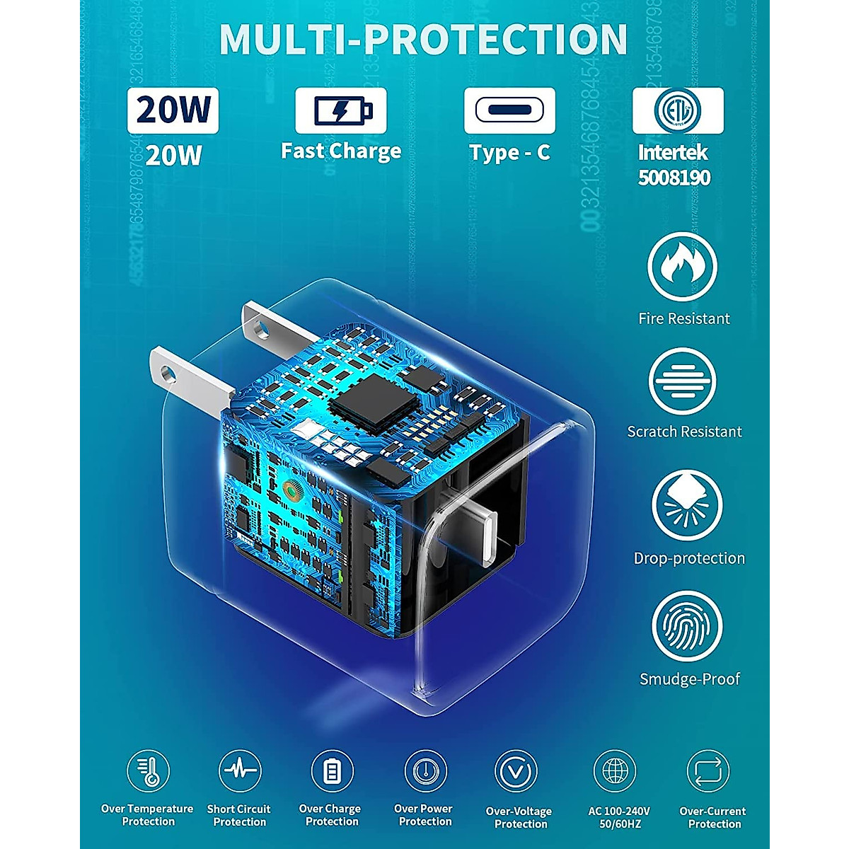 tiavalmax USB C Charger Cable for iPhone iPad, USB 2.0 Type C Charger Fast Charging (2 Pack USB C Charger Block & 6.6ft USB C to Lightning Cable)