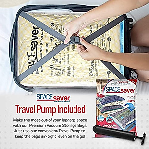Spacesaver Vacuum Storage Bags (Large 5 Pack) Save 80% on Clothes Storage Space - Vacuum Sealer Bags for Comforters, Blankets, Bedding, Clothing - Compression Seal for Closet Storage. Pump for Travel.