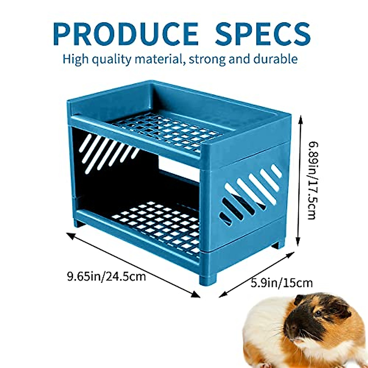 wcgfoever Guinea Pig Bunk Bed for Cage, Multi-Level Sleep Bed with 2 Blankets, Small Animals Cage Habitat Decor, Bedding for Guinea Pig Chinchilla Rat Hedgehog, Blue