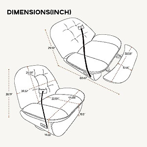 Electric Power Recliner Chair 360° Swivel Upholstered High-Density Sponge Sofa Glider Comfy Rocking Chair with USB Ports, Phone Holder, Leather Home Theater Seating with Hidden Arm Storage (White)