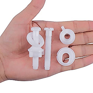 Canomo Toilet Seat Replacement Part Includes Plastic Toilet Seat Hinge Bolt Screws with Plastic Nuts and Washers for Fixing the Top Toilet Seat, White (8 Pieces), 2.56 Inches