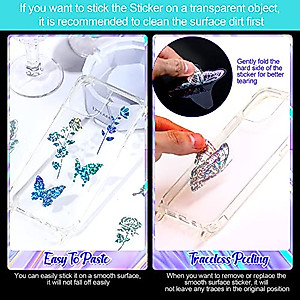 180 Pcs Holographic Glitter Butterfly Sticker Set Waterproof Plant Decorative Flower Decals Glitter Adhesive Sticker for Scrapbooking Journal Planner Water Bottle Laptop Phone (Flowers and Butterflies)