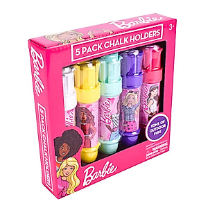 Sunny Days Entertainment Barbie Jumbo Chalk Holders | 5 Chalk Sticks with Holders for Kids | Barbie Outdoor Toys