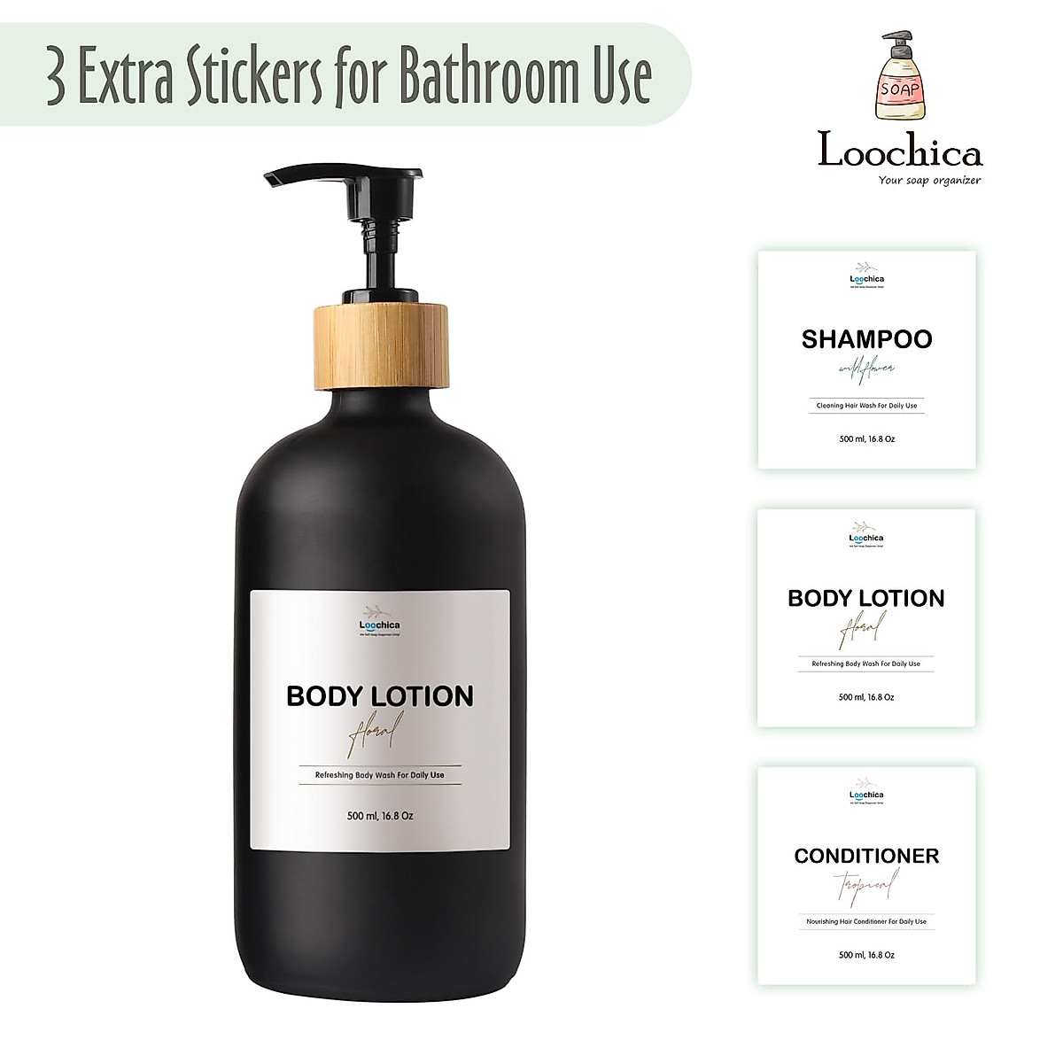 LOOCHICA Black Glass Kitchen Soap Dispenser, Detergent Dispenser or Dish Soap Dispenser for Kitchen Sink, Black Soap Dispenser, Modern Farmhouse Decor Dish Soap Pump for Kitchen Organization