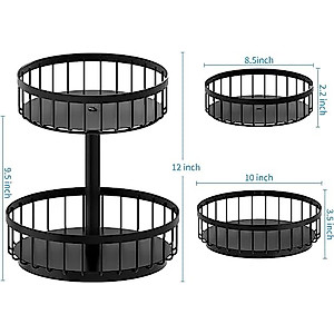Vajdlpq Lazy Susan Organizer 2 Layers Metal Steel, Turntable Height Adjustable, Rotating Spice Rack for Pantry Cabinet Table