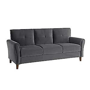Lexicon Morgan 80" W Velvet Living Room Sofa Couch, Gray