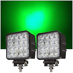 Green Led Pods 48W 3inch Spot Hunting Lights Driving Work Fog Lamps for F150 Truck SUV Polaris Auxiliary Offroad Off-road Boat Fish Pig Deer Hog Hunting Motorcycle 12 Volt Motor (Pack of 2)