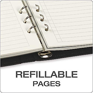 Oxford 6-Ring Professional Notebook, 7 x 9 Inch, Refillable Notebook, Ivory Paper, 100 Sheets, Black Faux Leather Cover (90004)