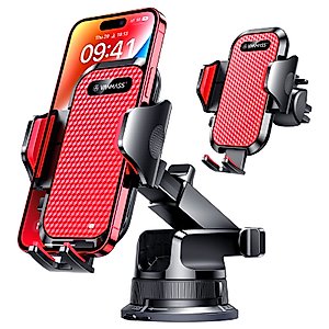VANMASS [Pro Version] Universal Car Phone Mount [Super Suction Cup] Dashboard Phone Holder Stand, Handsfree Windshield Dash Vent Phone Holder Car, Compatible for iPhone 14 13 12 LG & Truck, Red
