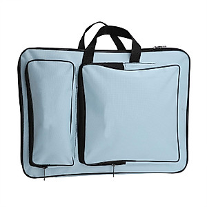 Water-Resistant Art Portfolio Bag Artboard Carrying Case Paint Drawing Sketch Pad Handheld Backpack Sketching Painting Pigment Storage Bag (Light Blue)