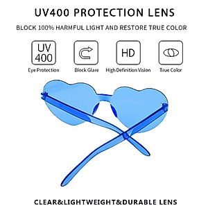 MAXJULI Heart Sunglasses for Women Baby Girl,Hot Party Neon Shades UV Protection (Translucent Blue)