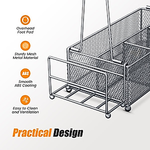 PHINOX Utensil Caddy, Silverware Caddy Condiment Caddy, Utensil Holder for Party, Picnic Flatware Caddy with Handle and Paper Towel Roll Holders, Utensil Cutlery Caddy for Camping, Kitchen (Silver)