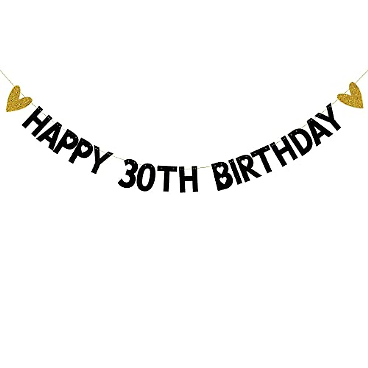 HAPPY 30TH BIRTHDAY Banner,Pre-Strung,Black Paper Glitter Party Decorations for 30 Years Old 30TH Birthday Party Supplies Letters Black ZHAOFEIHN