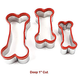 3 Pieces Dog Bone Cookie Cutters Set, Dog Treats Cookie Cutter, Dog Bone Shapes Cutters, Homemade Dog Biscuit Treats Cutters, Coated with Soft PVC for Protection, 2.4" 3.2'' 3.9''