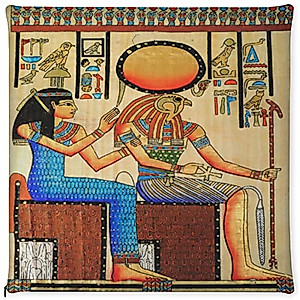 AUUXVA Seat Cushion Egyptian Papyrus Horus Queen Chair Cushion 16x16in Soft Foam Dorm Chair Pad with Washable Zipper Cushion Cover for Kitchen Dining Office Patio Furniture Cushion