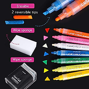 HUIHUIBI Liquid Chalk Markers 15 Colors Washable & Wet Erase Neon Chalk Pens Erasable Board Marker Dry Erase Marker Pen for Blackboard, Chalkboards, Windows, Glass, Bistro, Signs