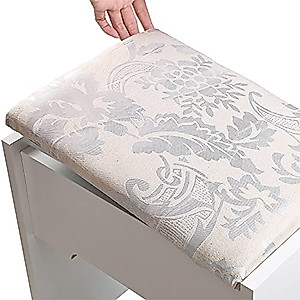 TEEGUI Vanity Set with Lighted Mirror, Makeup Vanity Dressing Table Dresser Desk Chair with Large Drawer for Bedroom, White Bedroom Furniture(12 Cool LED Bulbs) [US Shipping]