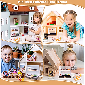 86 Pieces Miniature Bakery Case Cake Stand Display Cabinet with Food Set Mini Plastic Counter Dessert Donuts for 1:12 Doll House Store Scene Decoration Gift Dollhouse Bread Shop Model Playhouse