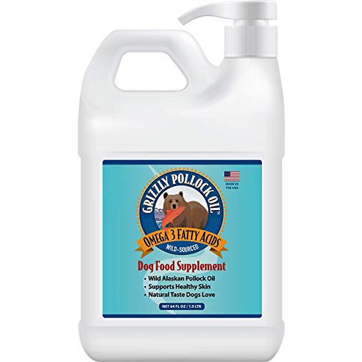 Grizzly Pollock Oil Supplement for Dogs, 64-Ounce