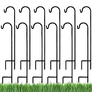 Ashman Shepherd's Hooks 35 Inch (12 Pack), Black, Made of Premium Metal for Hanging Solar Lights, Bird Feeders, Mason Jars, Christmas Lights, Lanterns, Garden Stakes and Wedding Décor.
