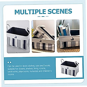 PLAFOPE 3pcs Sundries Containers Clothes Laundry Bedroom Basket Canvas Books for Organizer Multi-function Large Foldable Bins Room Bathroom Handle Storage Bin Hamper Nautical