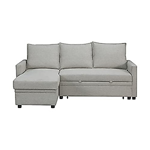 Devion Furniture Andy Sectional Sleeper Sofa Bed, Light Gray