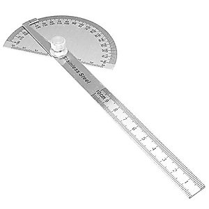 DGZZI Stainless Steel 0-180 Degree Protractor Angle Finder Rotary Arm Measuring Ruler 100mm