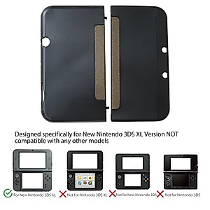 Protective Case Cover with Hard Shell Skin Compatible for New Nintendo 3DS XL LL, Anti-Scratch and Anti-Slip - Black