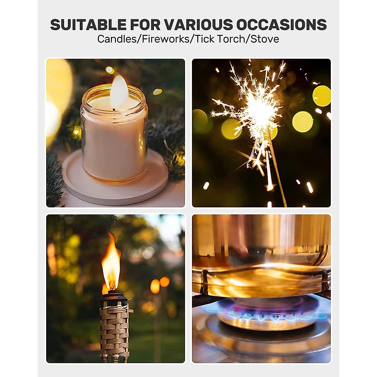 RONXS Lighter Electric Lighter, Candle Lighters USB Rechargeable Arc Lighter with Hanging Hook, LED Battery Display Long Lighters for Candle Grill BBQ Home Outdoor