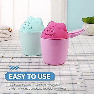 LUOZZY 2pcs Baby Bath Rinse Shampoo Cups Baby Bath Rinse Cups Bath Rinsers Wash Hair Cup for Baby Toddlers, Blue