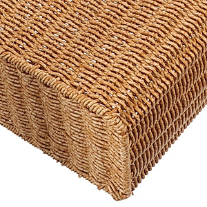 PRETYZOOM Woven Trash Can Rattan Waste Basket Slim Rectangular Wicker Garbage Waste Bin Vintage Trash Container for Bedroom Bathroom Office Kitchen
