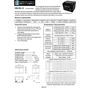 Mighty Max Battery ML50-12 -12V 50AH SLA Replaces ES40-12