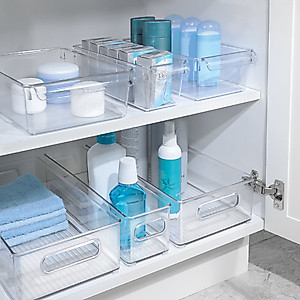 iDesign Linus Kitchen, Pantry, Refrigerator, Freezer Storage Container - 4 Pack, Clear, Large