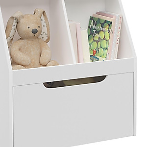 Small Kids Bookcase with Drawers,White Toy Storage Organizer with Bookshelf for Playroom Furniture,Kids Bedroom Nursery,Living Room