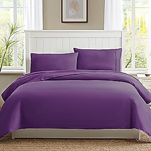 softan King Size Sheet Set - Soft King Bed Sheets - Brushed Microfiber Fitted Sheet with 15" Deep Pockets - Breathable 4 Pieces Sheet Set for King Bed - Bedding Sheets & Pillowcases, Purple