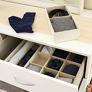 Household Essentials 3 Piece Drawer Organizers Starter Set, Customizable Inserts, Large Tray and 2 Small Trays, Cream